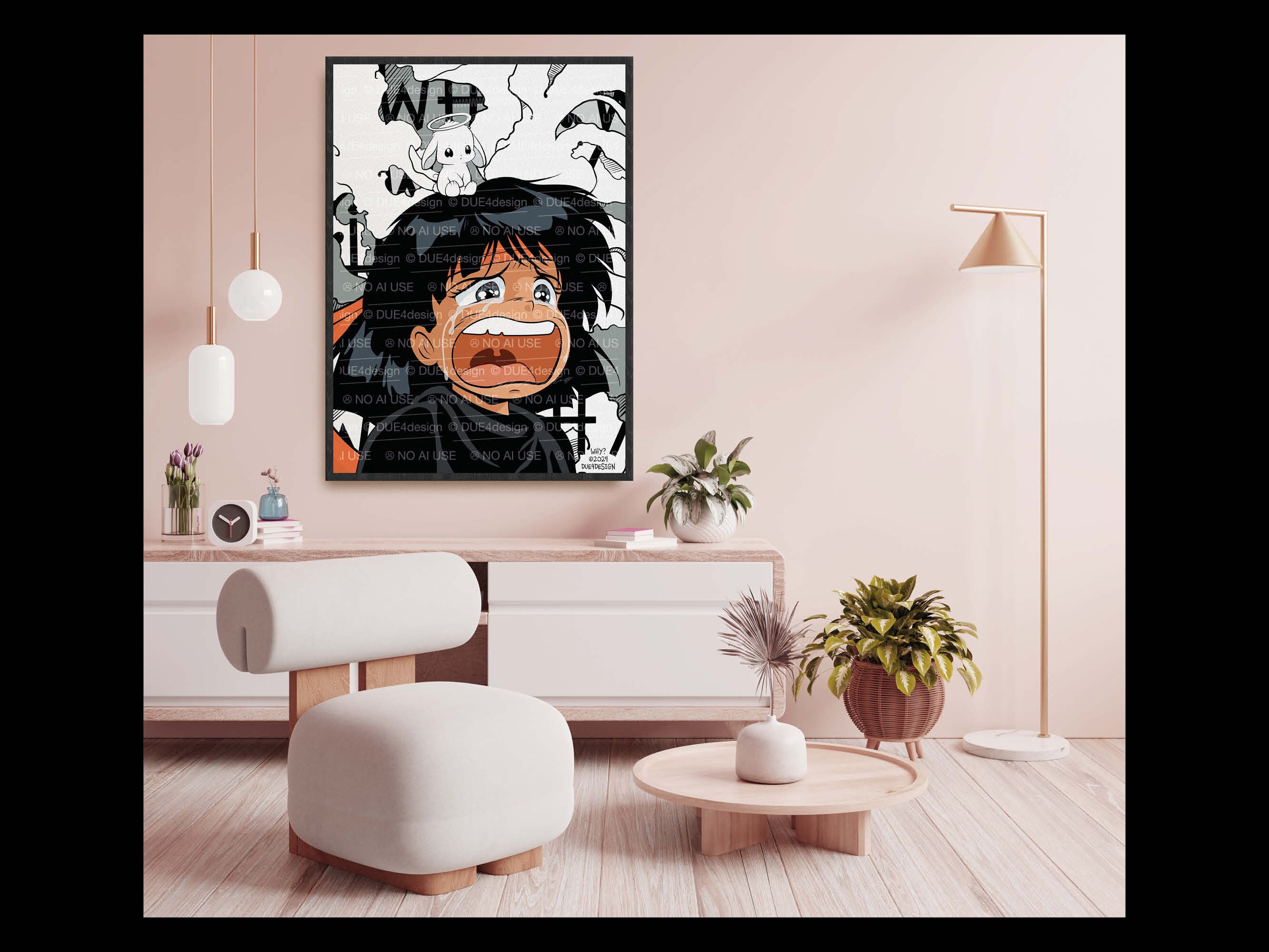 Digital Print why, Crying Anime Girl Wall Art Decor, Sad Anime Girl ...