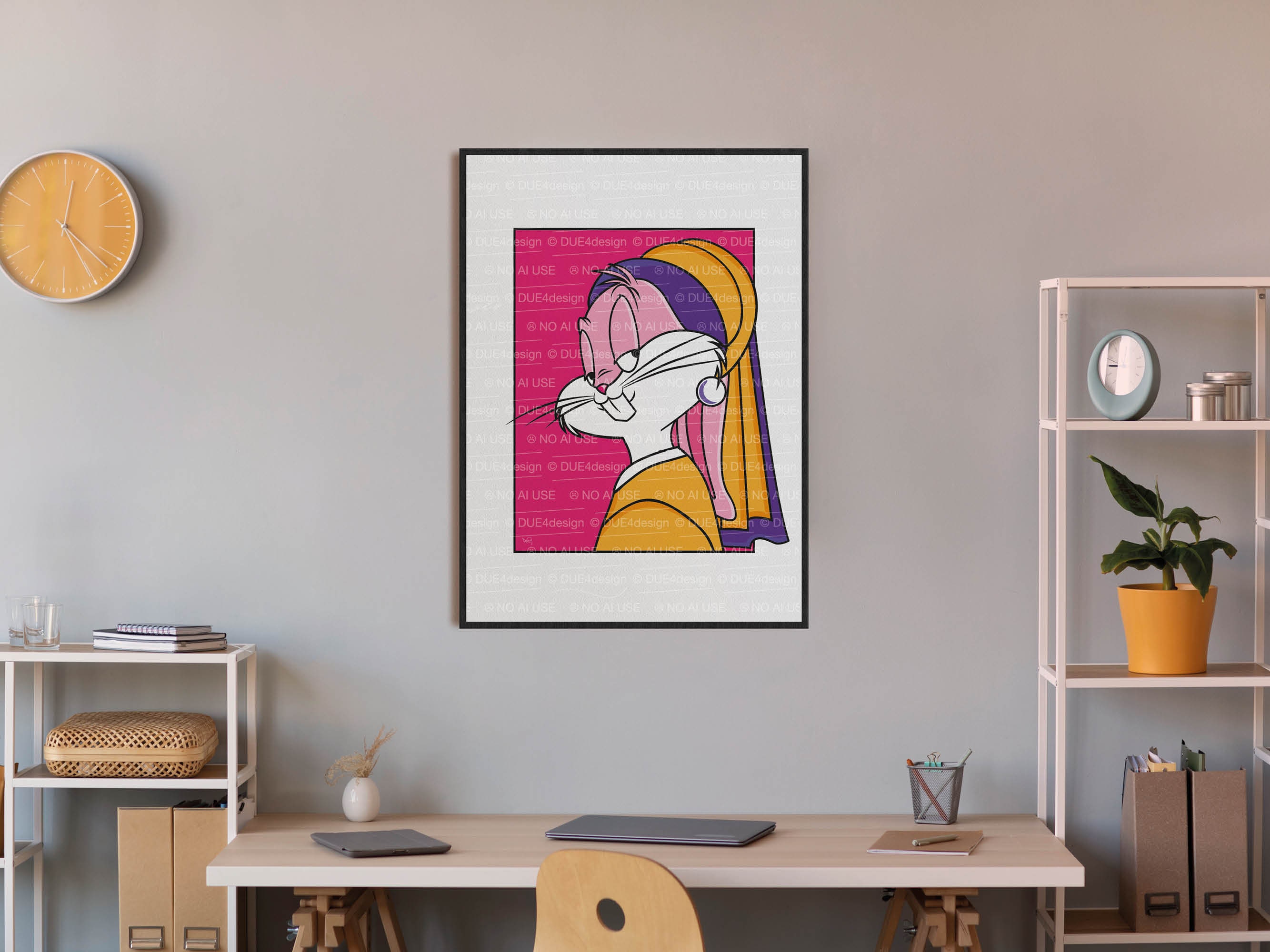 Digital Print Bugs Bunny as the Girl With a Pearl Earring, Girl With ...