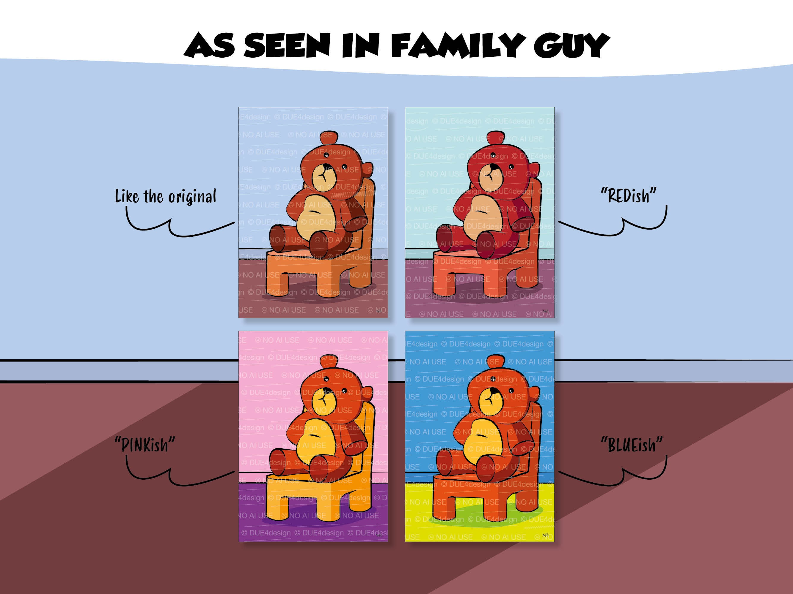 Digital Print Rupert, Family Guy Rupert Print, Stewie Rupert Poster ...