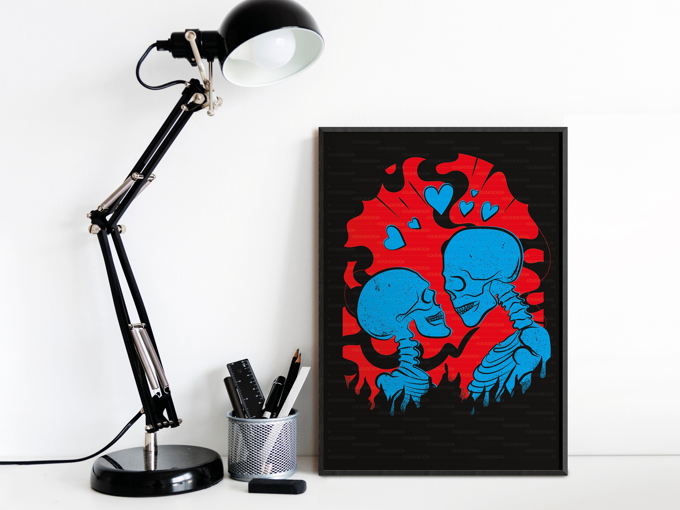 Digital Print Skeleton Lovers Kissing Skeletons Poster - Etsy
