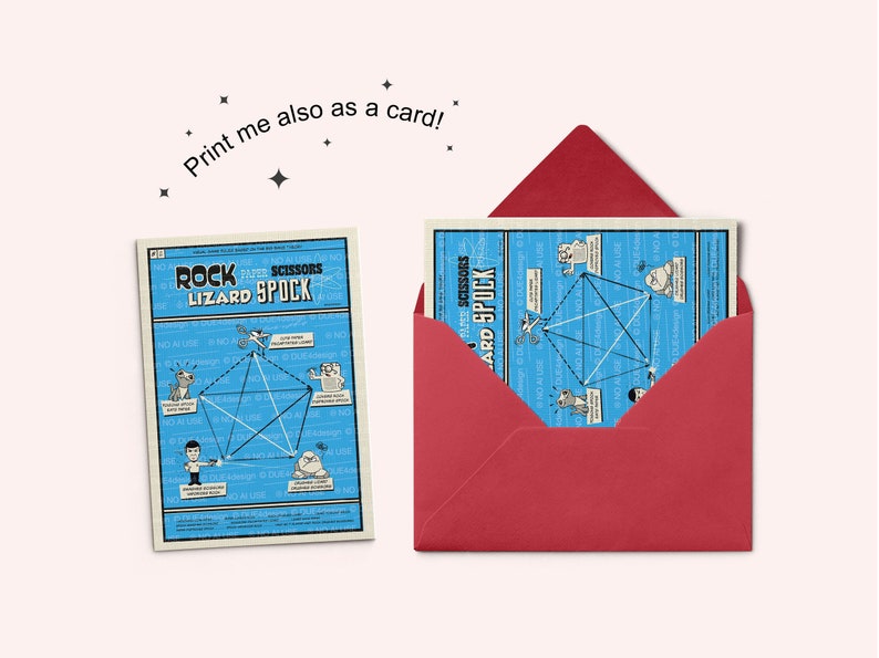 Digital Print Rock Paper Scissors Lizard Spock, the Big Bang Theory Art ...