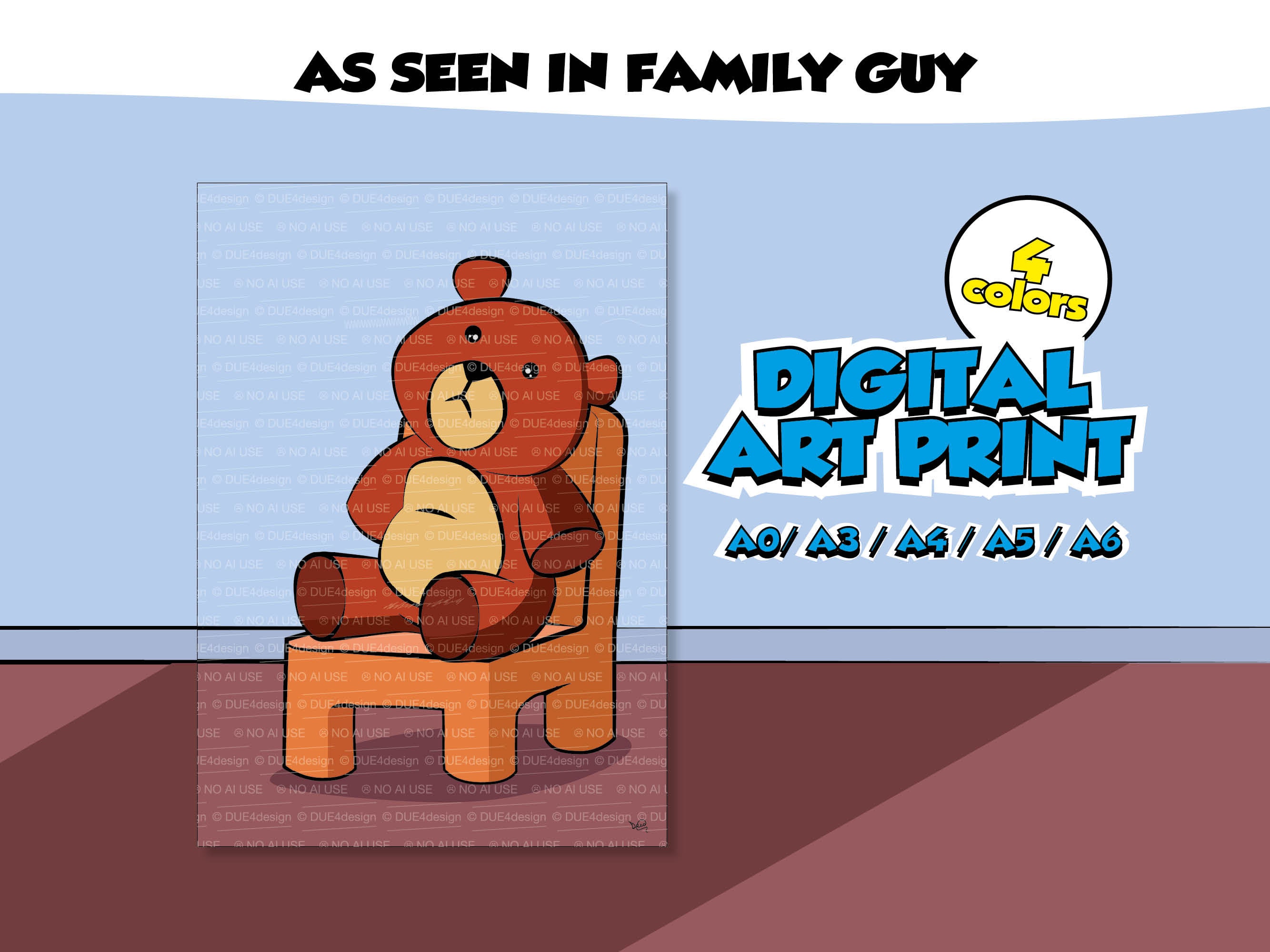 Digital Print Rupert, Family Guy Rupert Print, Stewie Rupert Poster ...