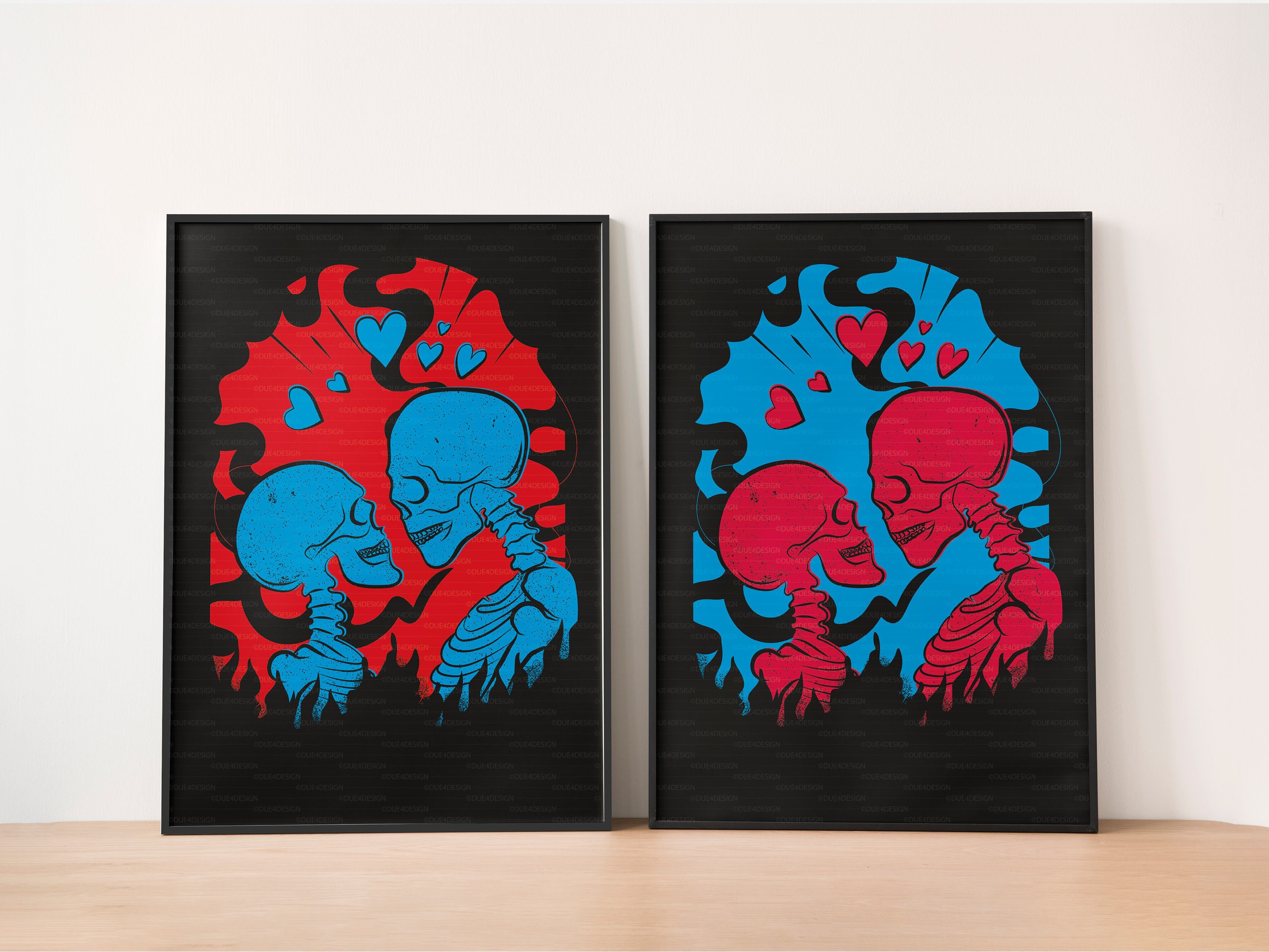 Digital Print Skeleton Lovers Kissing Skeletons Poster - Etsy