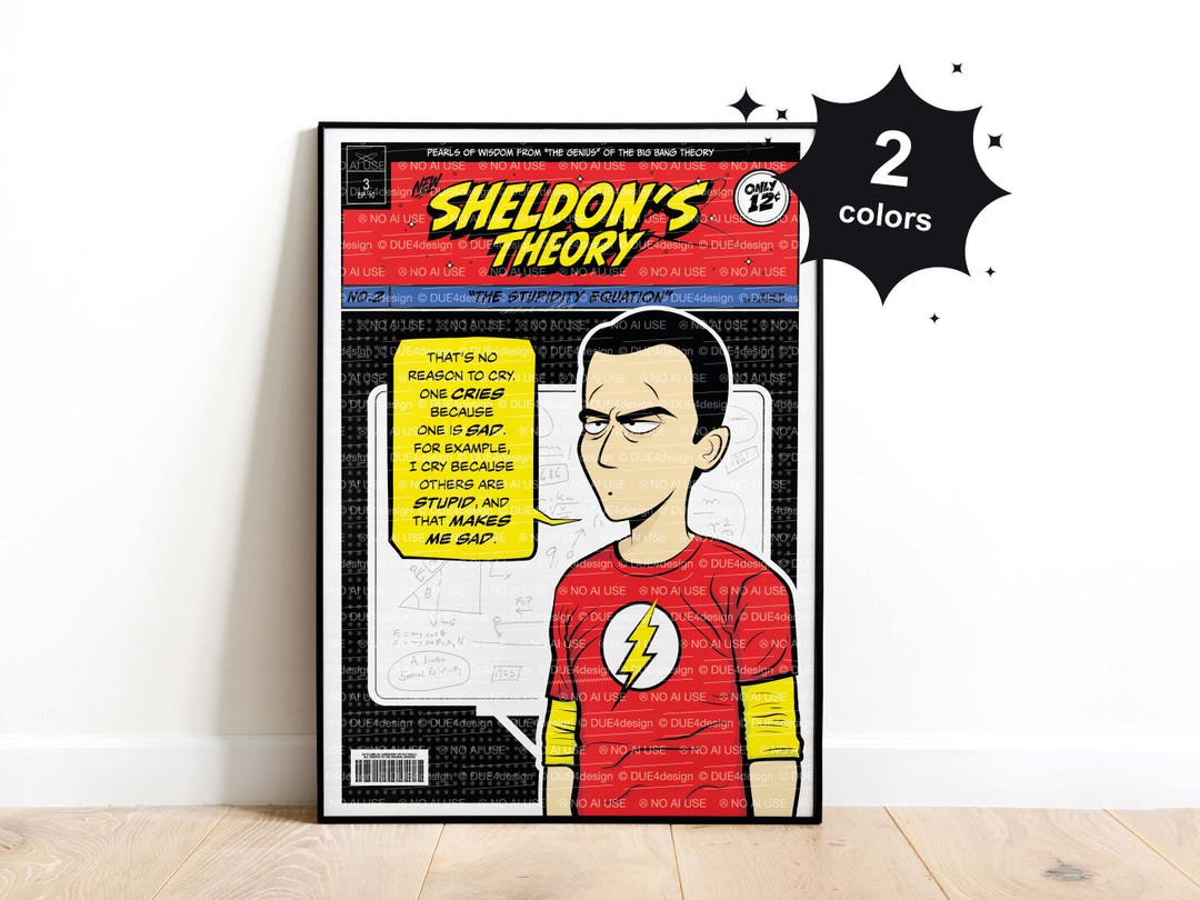 Digital Print Sheldon's Theory N.2, the Big Bang Theory Wall Art, Comic ...