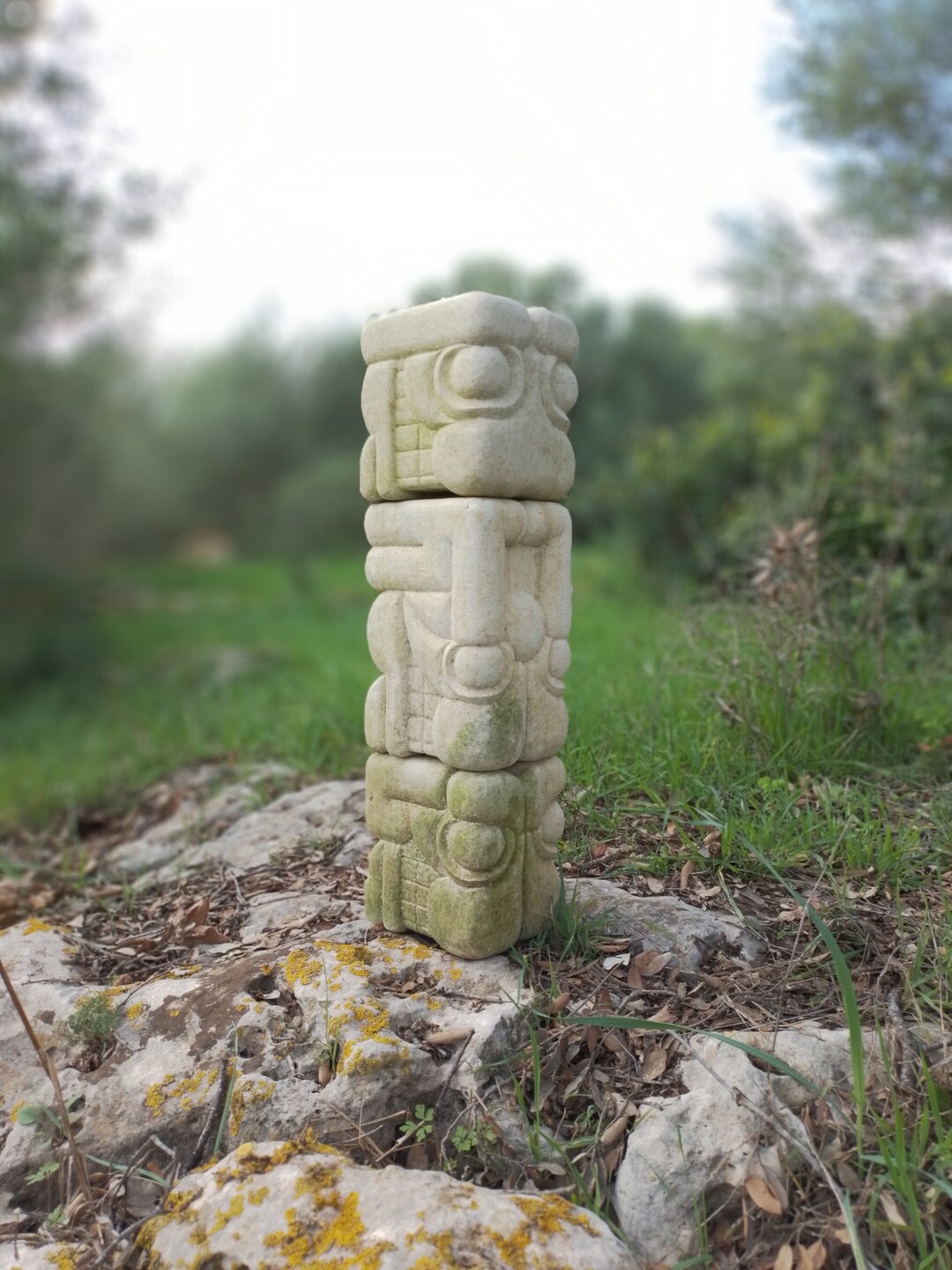 Animal Stone Totem Sculpture (cow, Reindeer & Goat) - Etsy