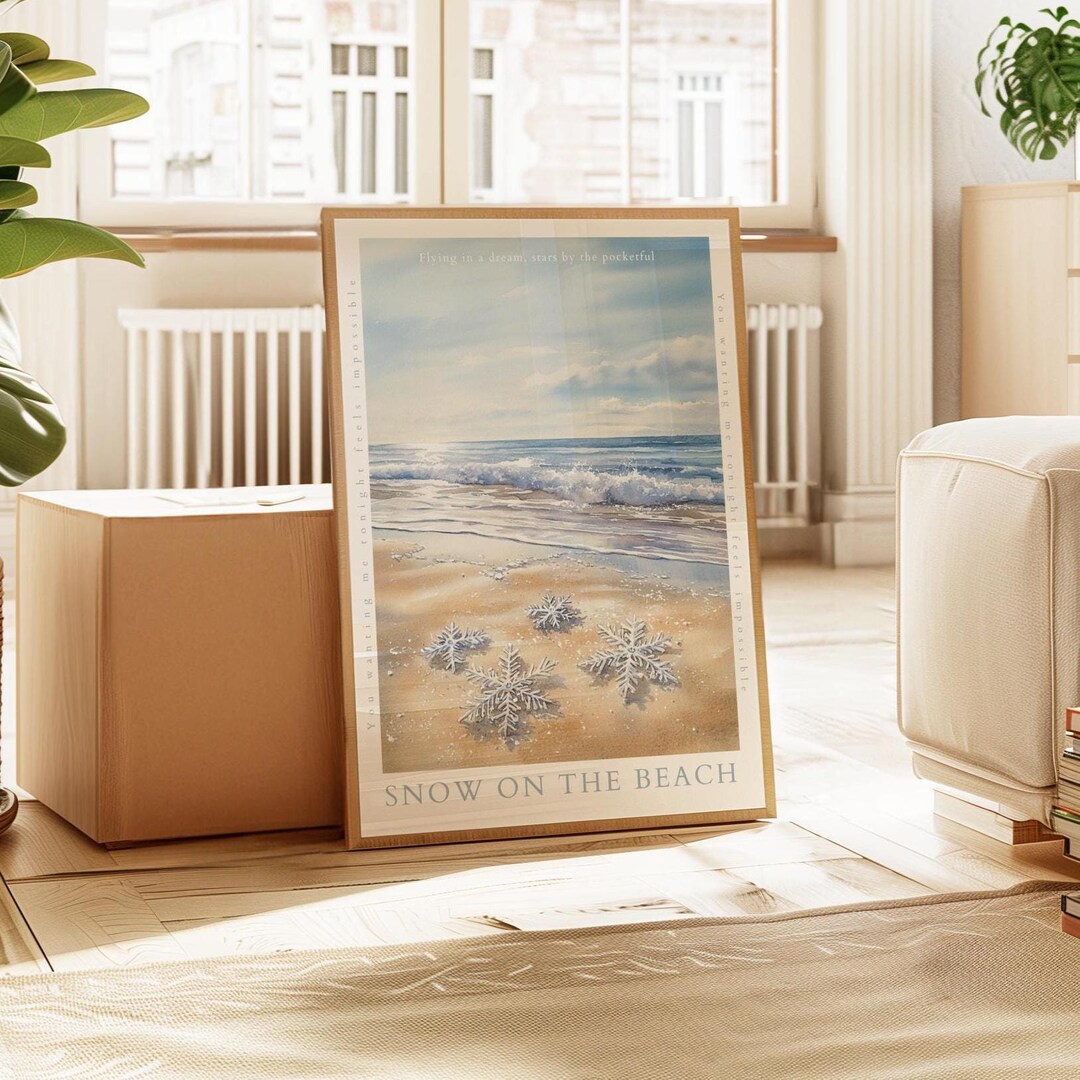 Snow on the Beach Dreamy Watercolor Art Print Featuring Delicate ...