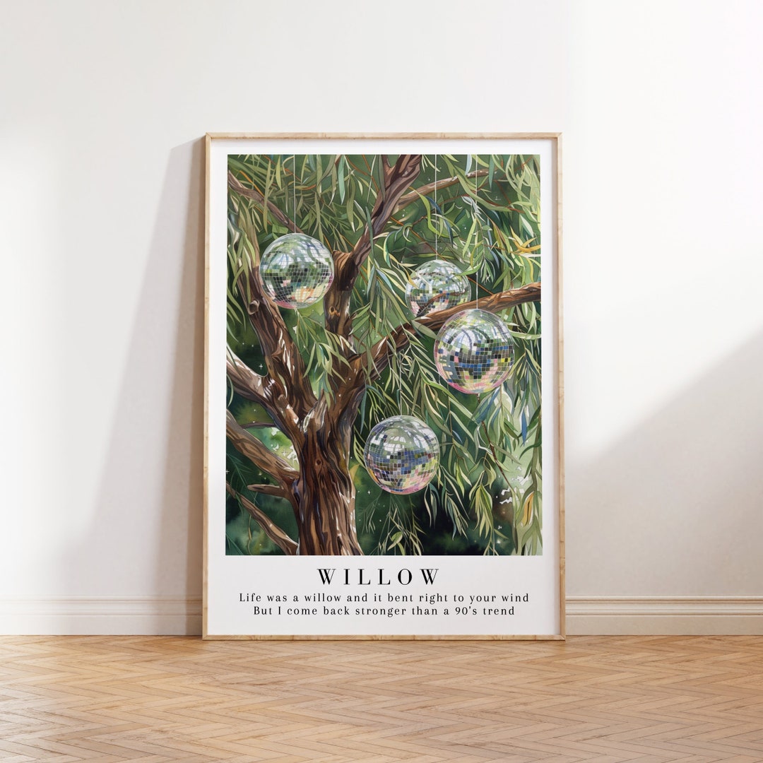 Willow Poster, Watercolor Forest Art, Digital Print, Disco Ball, Willow ...