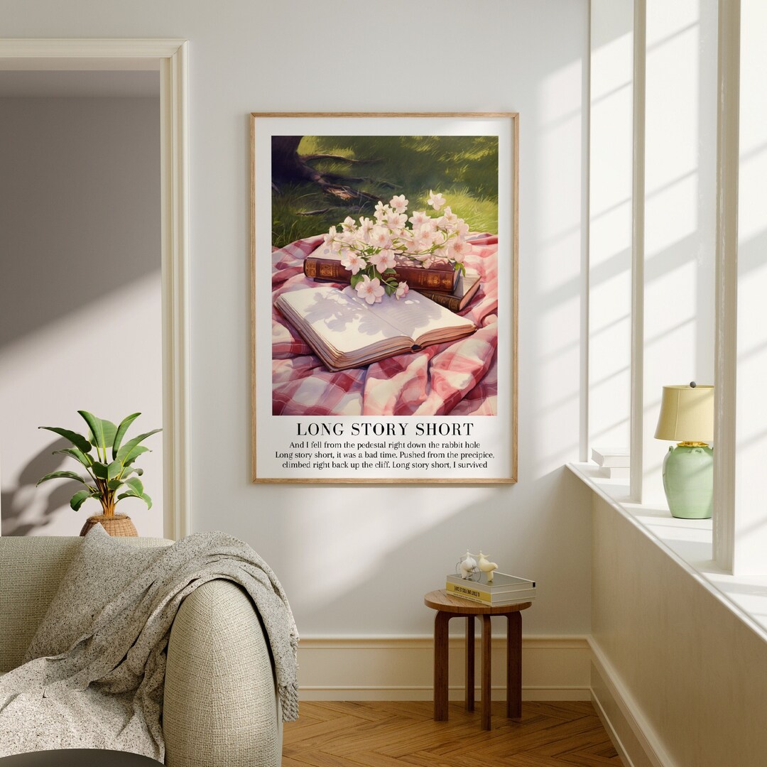 Long Story Short Poster, Book Picnic Poster, Watercolor Illustration ...