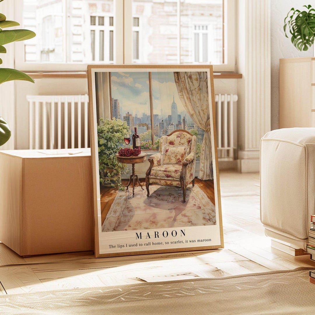 Maroon Poster, Midnight's, New York City Poster, so Scarlet Watercolor ...