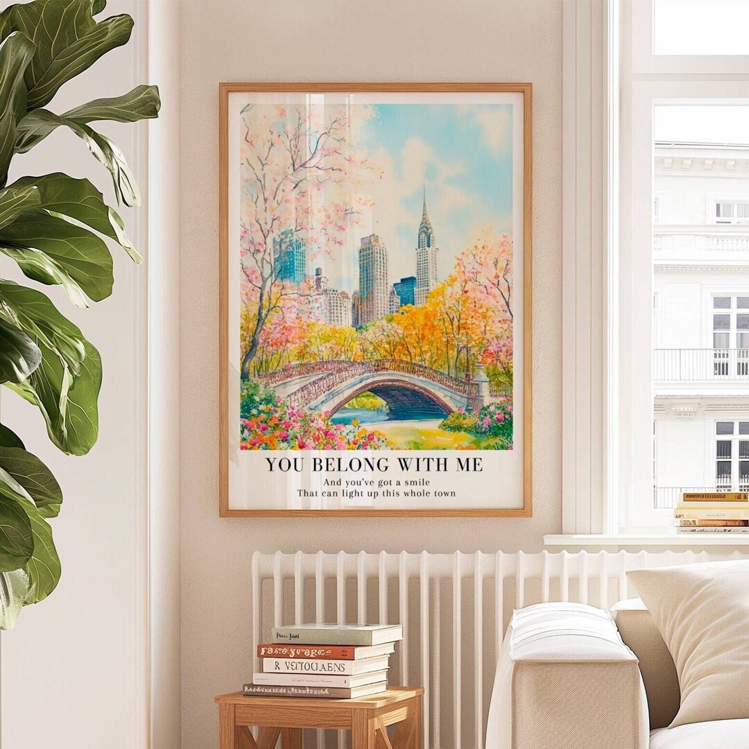 You Belong With Me Poster, Fearless Album, Central Park Bow Bridge Art ...