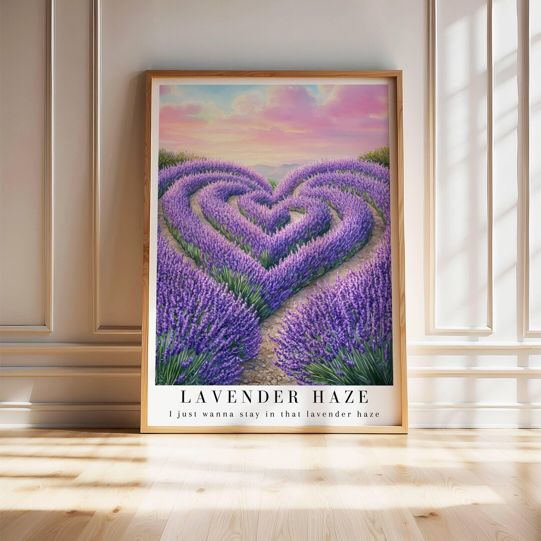 Lavender Haze Poster, Lavender Heart Maze, Watercolor Print, Girly Room ...