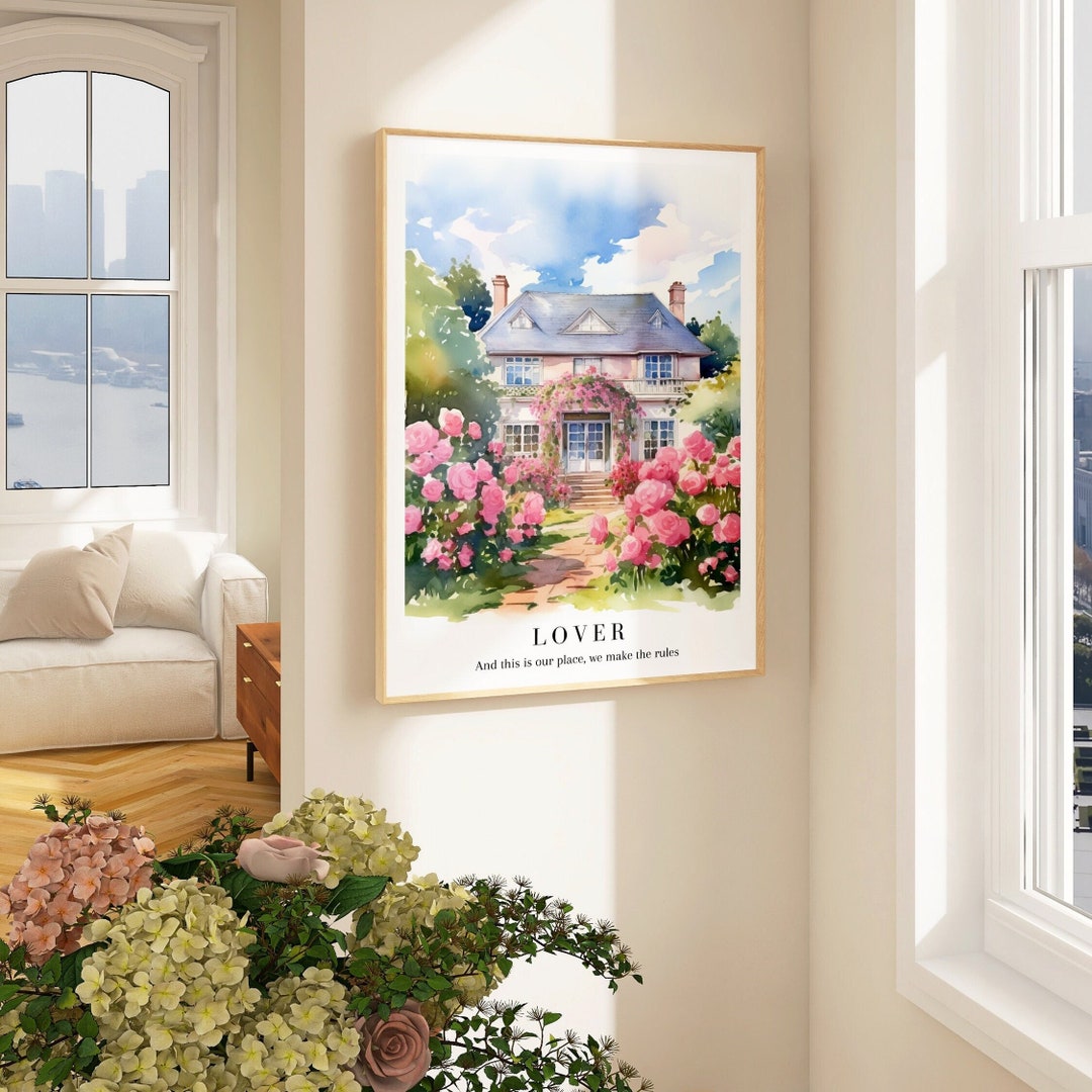 This is Our Place Poster, Pretty Pink House Watercolor Art Print, Pink ...