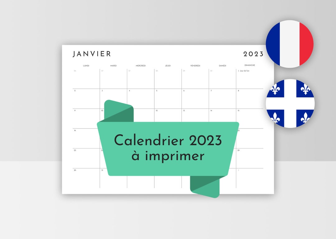 2023 Monthly CALENDAR: Holidays France or Quebec, the Easiest Way to ...