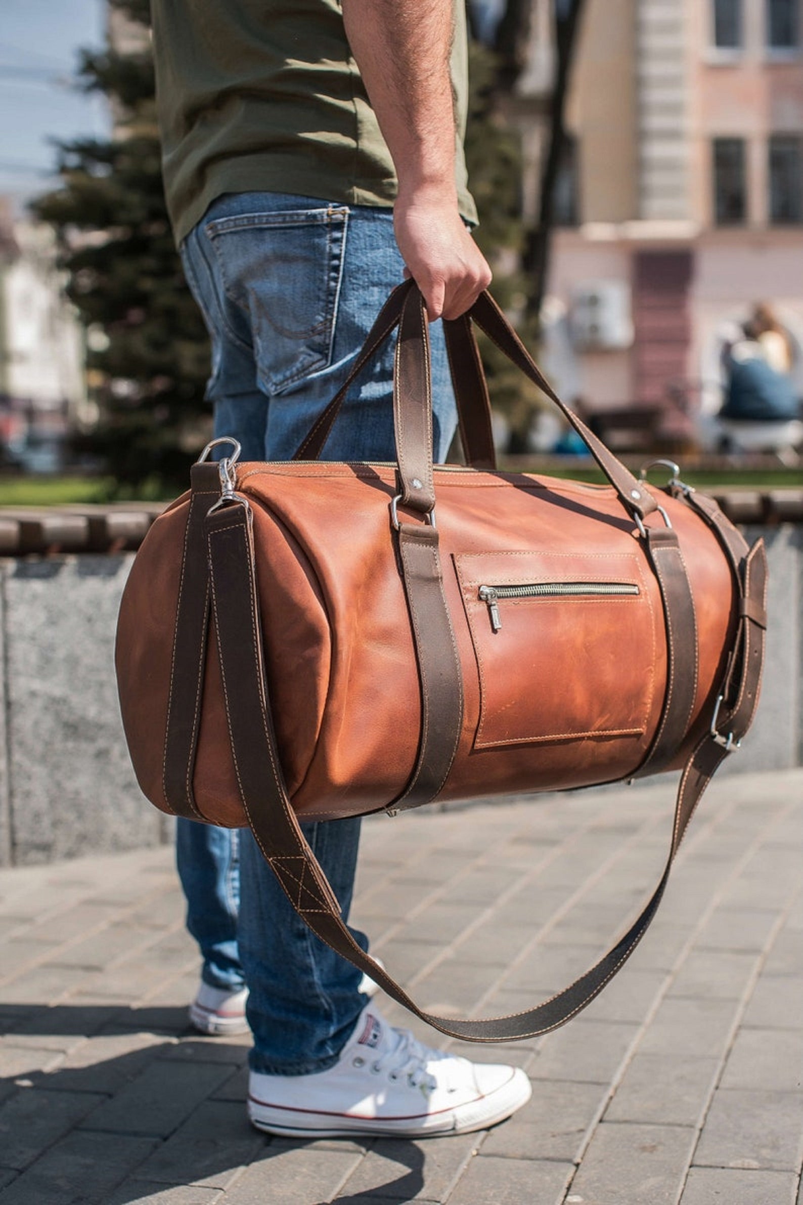 Duffle Bag Genuine Leather Bags for Mens & Women's Handmade Overnight ...