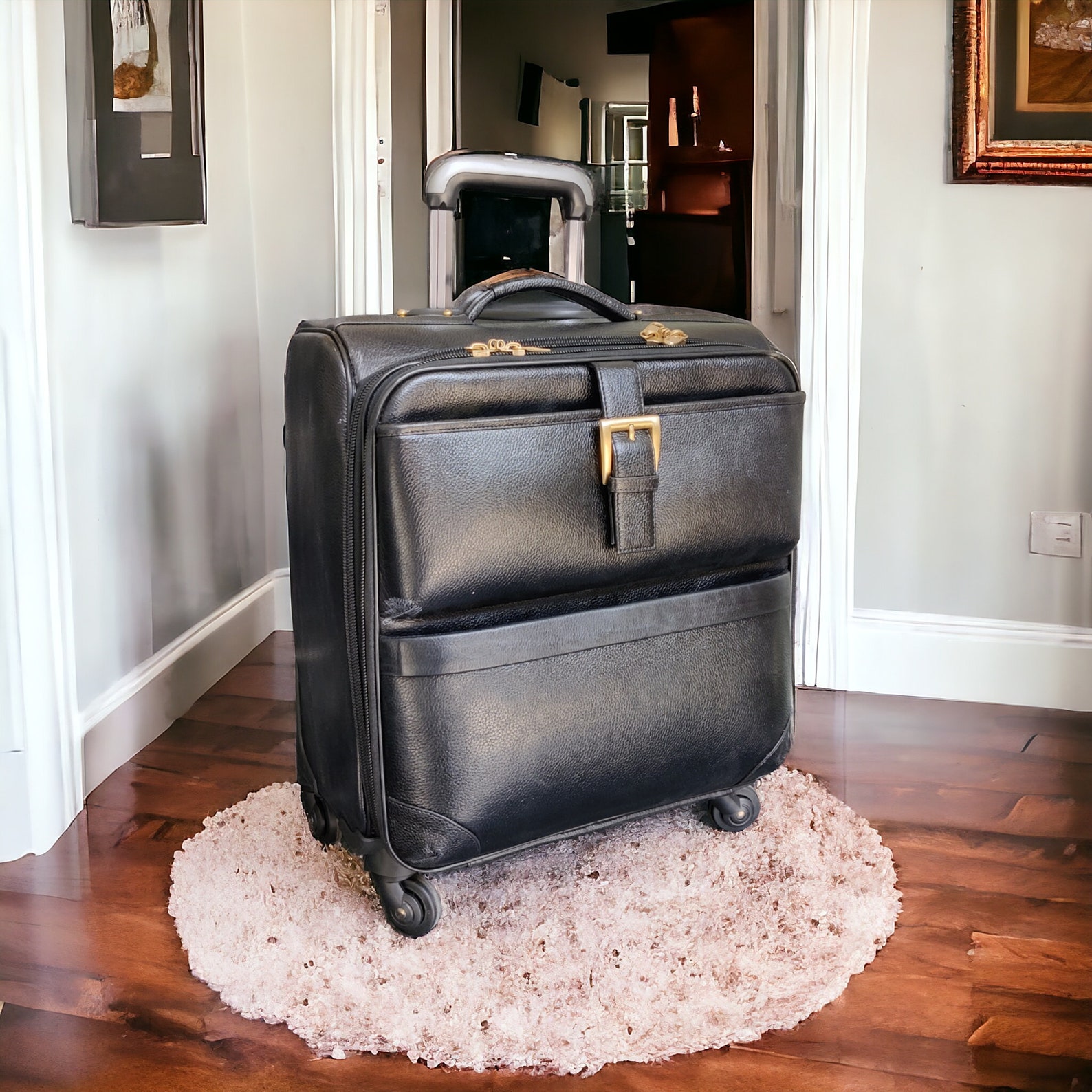 Luxury Leather Carry on Travel Bag Leather Trolley Bag, Bag With 4 ...