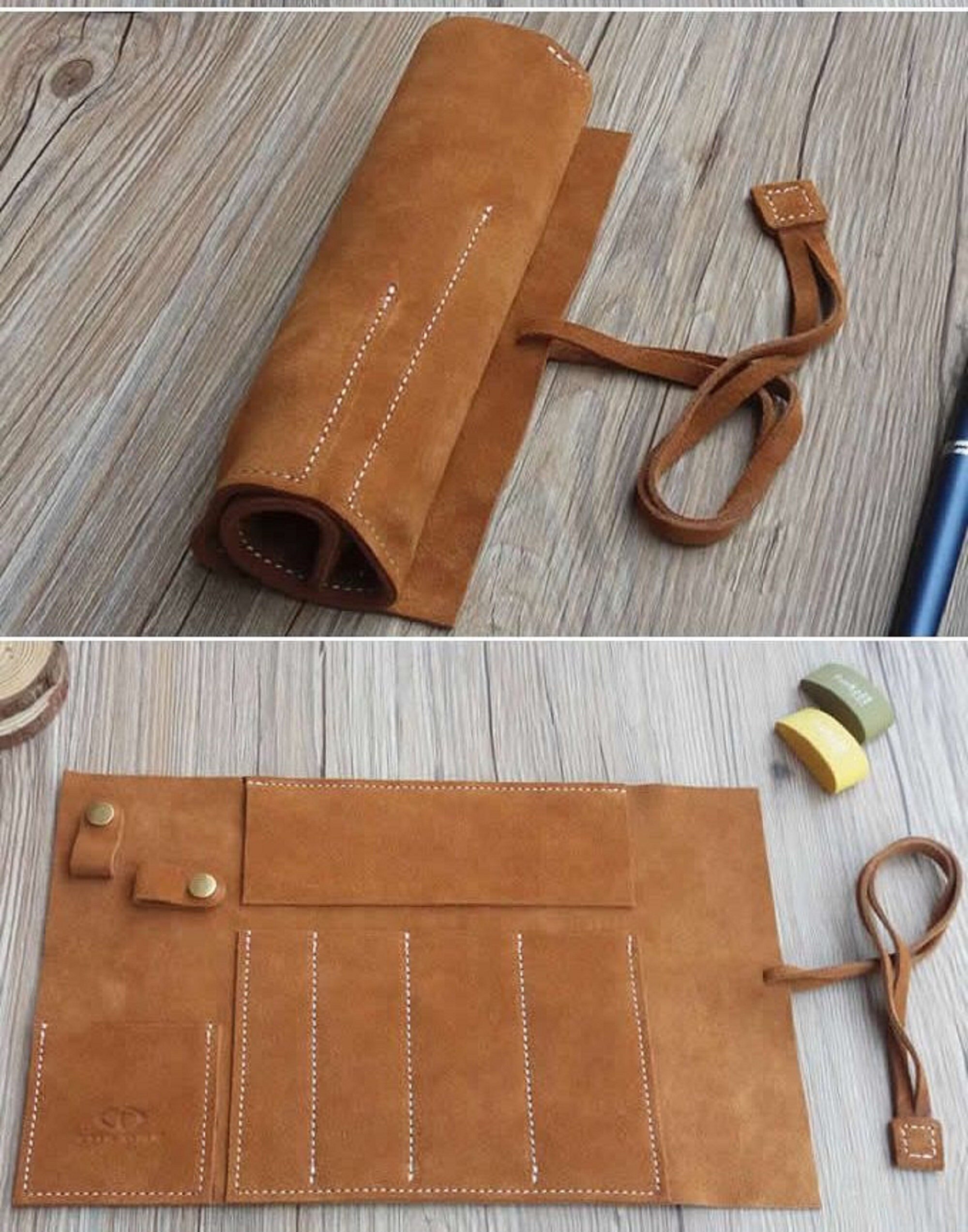 Personalised Leather Roll, Artist Roll, Leather Pencil Roll, Leather ...