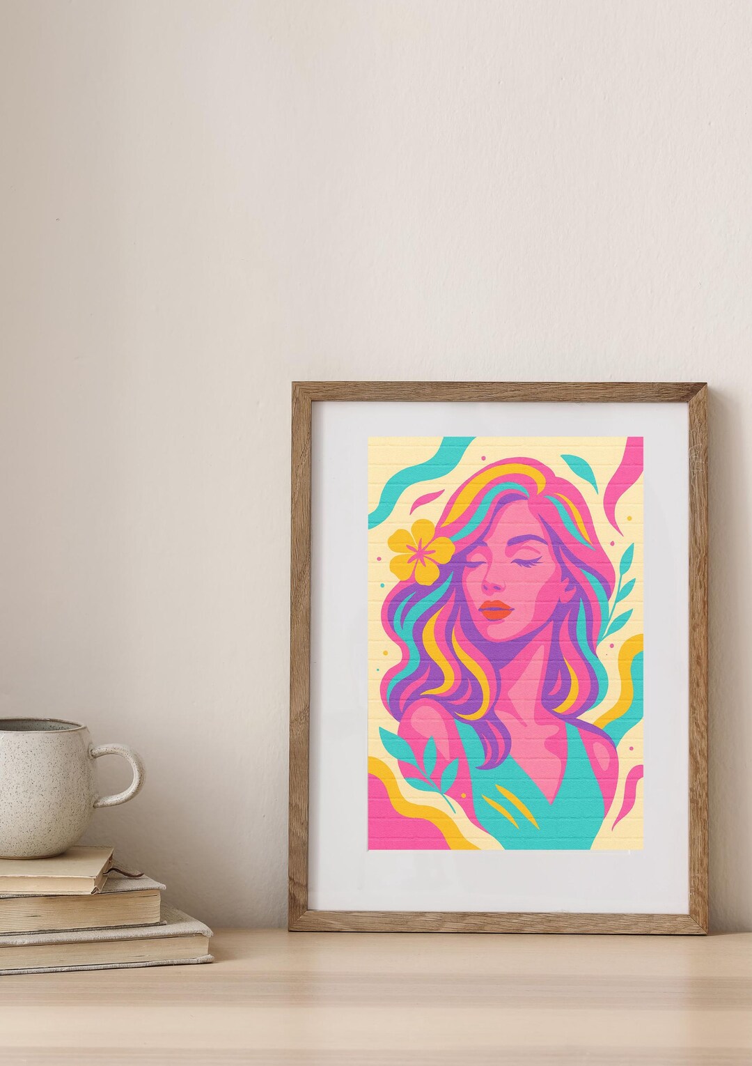 Digital Dopamine Colors Wall Art Woman Neon Art Print Pop Art Poster ...