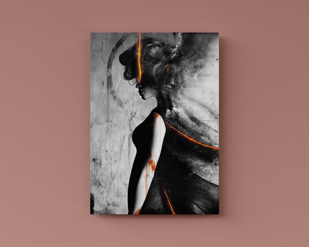 Modern Art Canvas Dark Mystique Abstract Woman Portrait Modern Wall Art ...