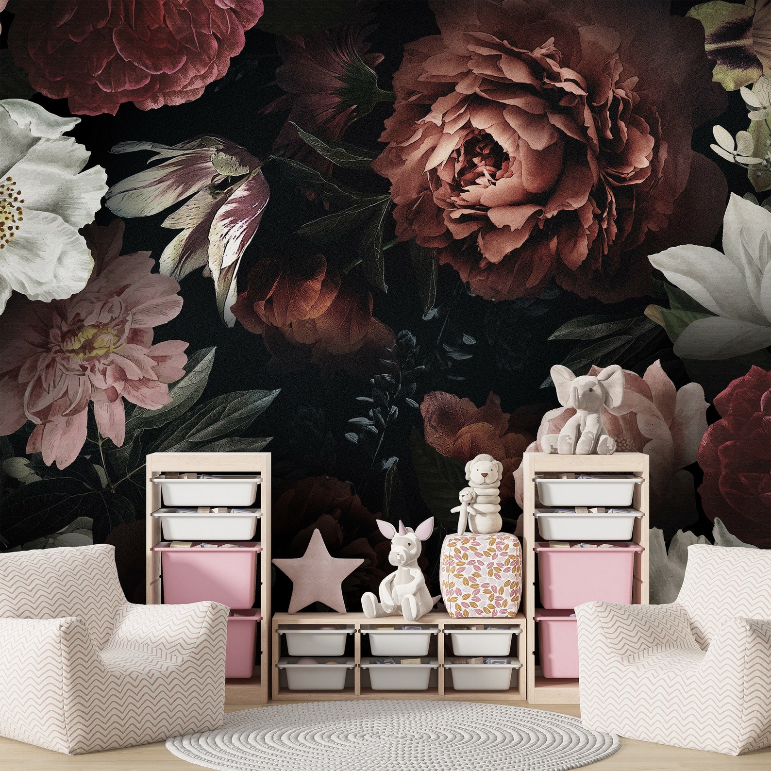 Romantic Rose Watercolor Wallpaper Floral Pattern Design for Wall Art ...