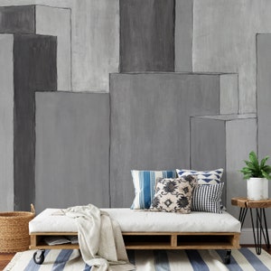 Modern Grey Abstract Watercolor Wallpaper Contemporary Home Accent Chic ...