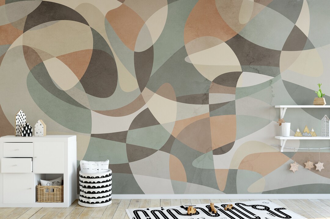 Soft-colored Geometric Design Photo Wallpaper Transformative Wall Art ...