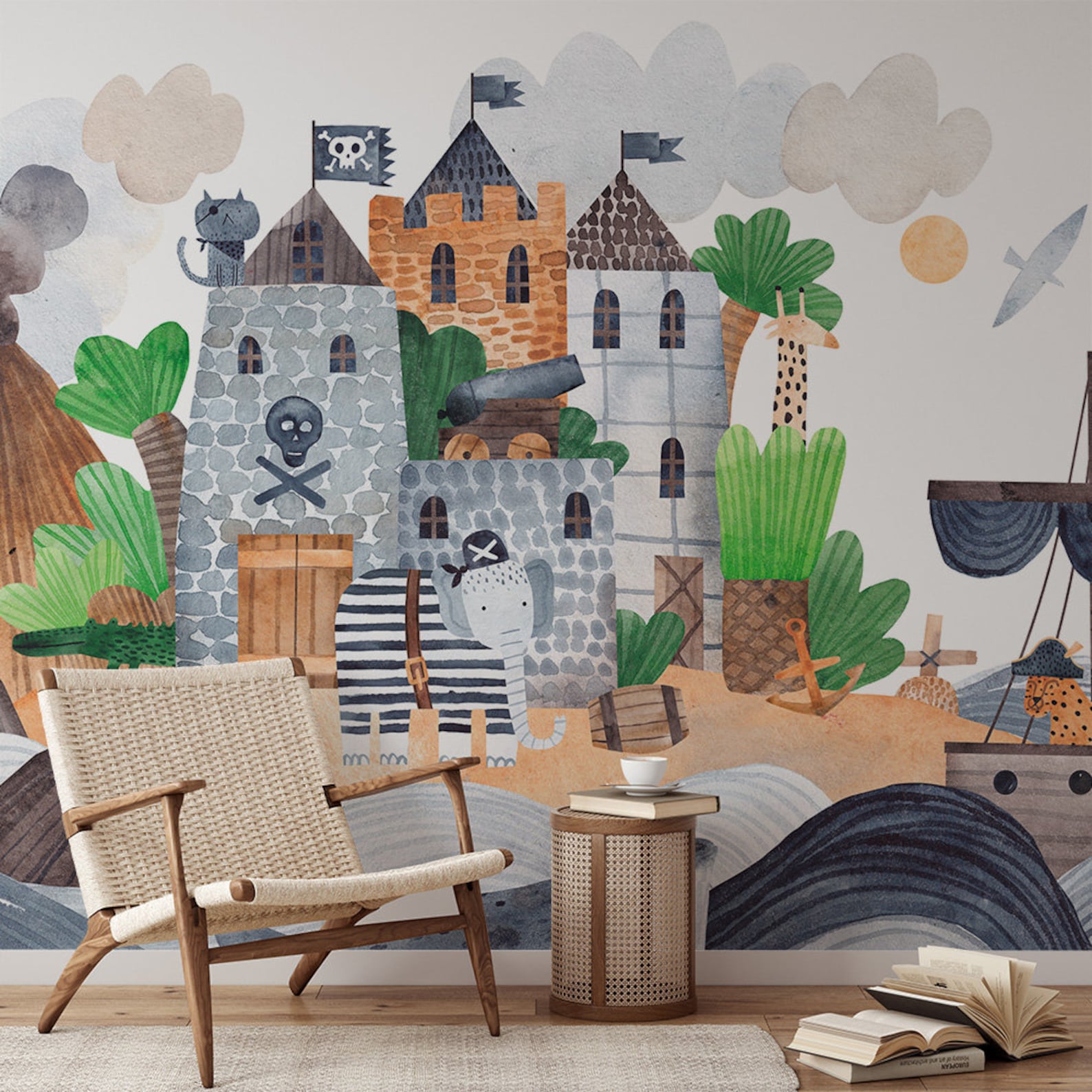 Pirate Wallpaper Ocean Theme Peel and Stick Wallpaper for Kids Room ...