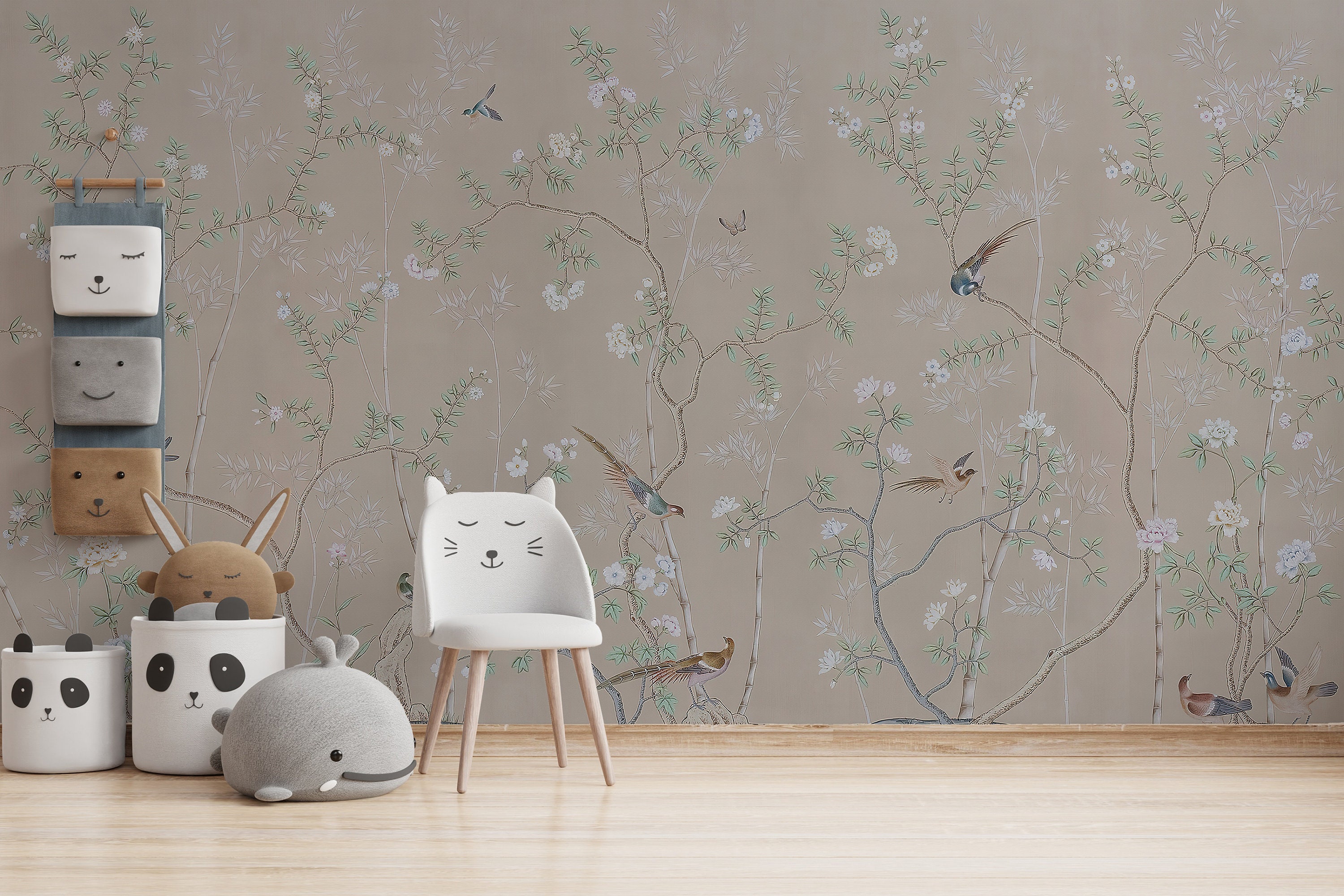 Beige Chinoiserie Wallpaper Elegant Asian-inspired Design - Etsy