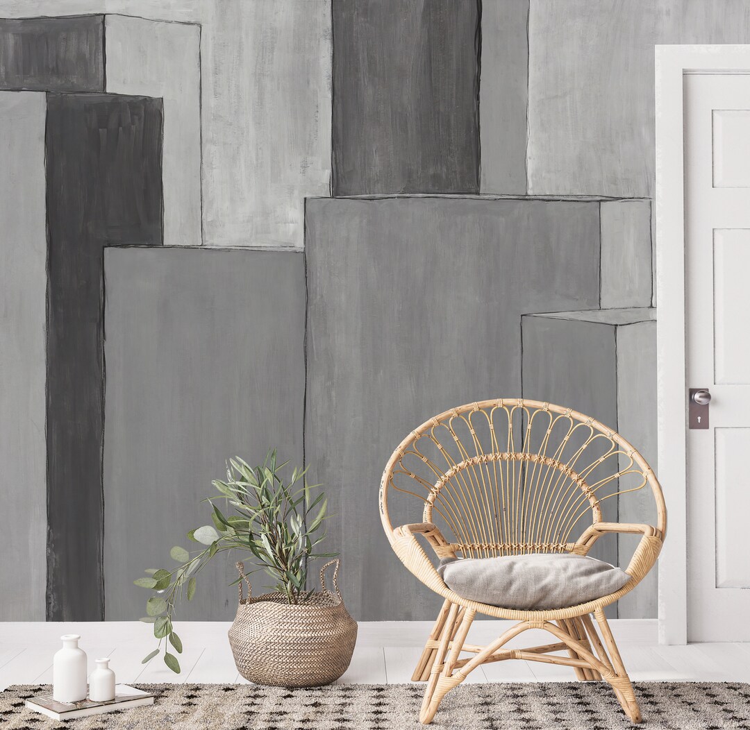 Modern Grey Abstract Watercolor Wallpaper Contemporary Home Accent Chic ...