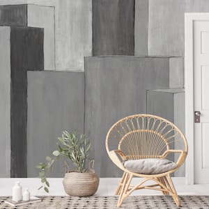 Modern Grey Abstract Watercolor Wallpaper Contemporary Home Accent Chic ...