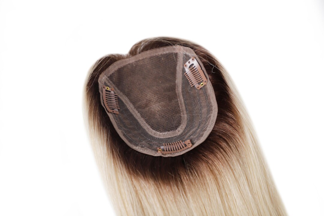 12 Inch Blonde Human Hair Topper: Lace Base Hairpiece - Etsy