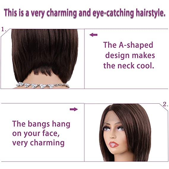 Short Bob Lace Front Wig - Glueless Straight Human Hair Wigs Brazilian ...