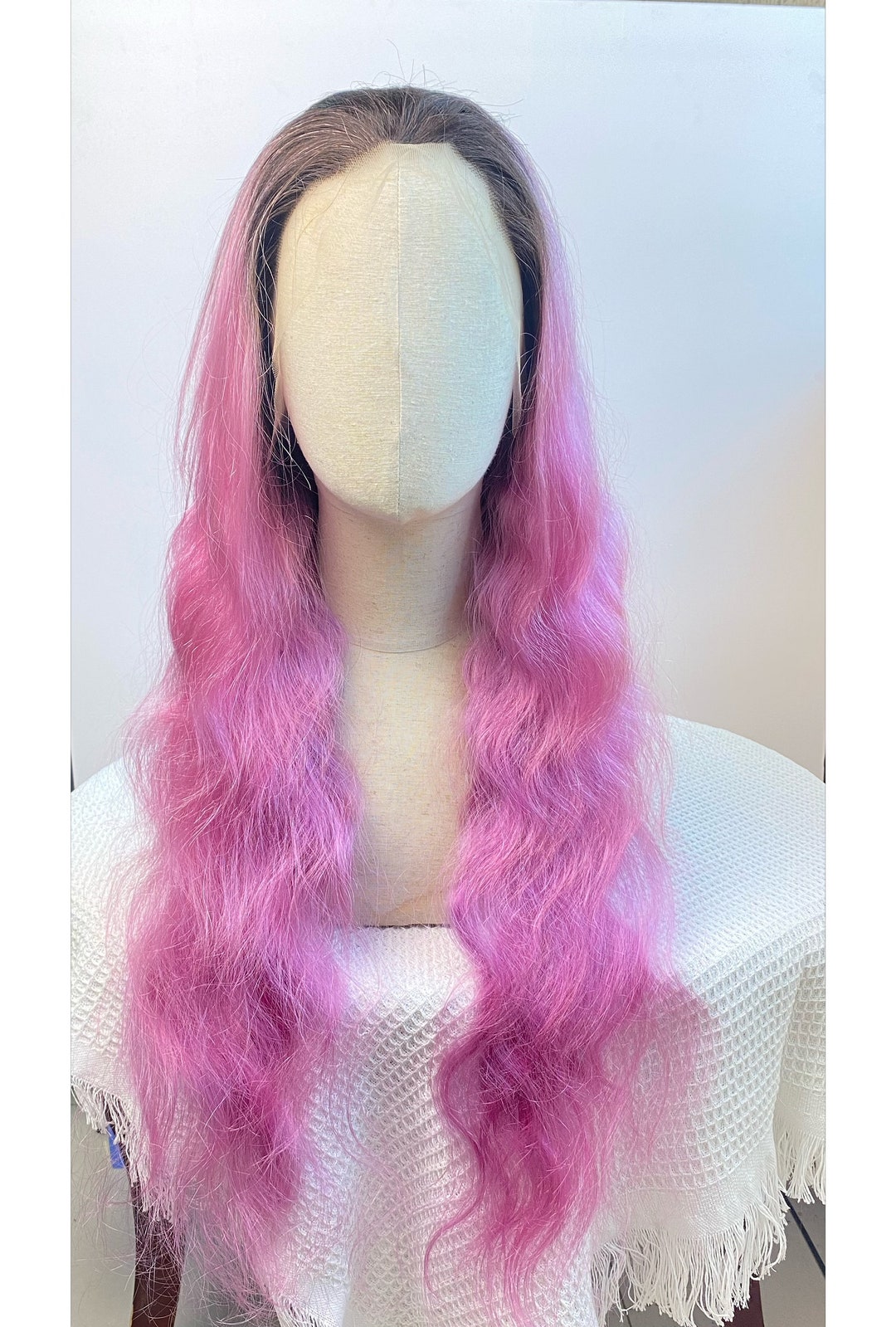 Pink Wig Human Hair Pink Lace Front Wig Long Body Wave 13X4 HD Lace ...