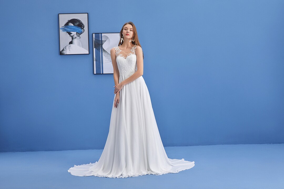 Classic A-line Modern Details With Floral Lace and Sequins Embroidered ...