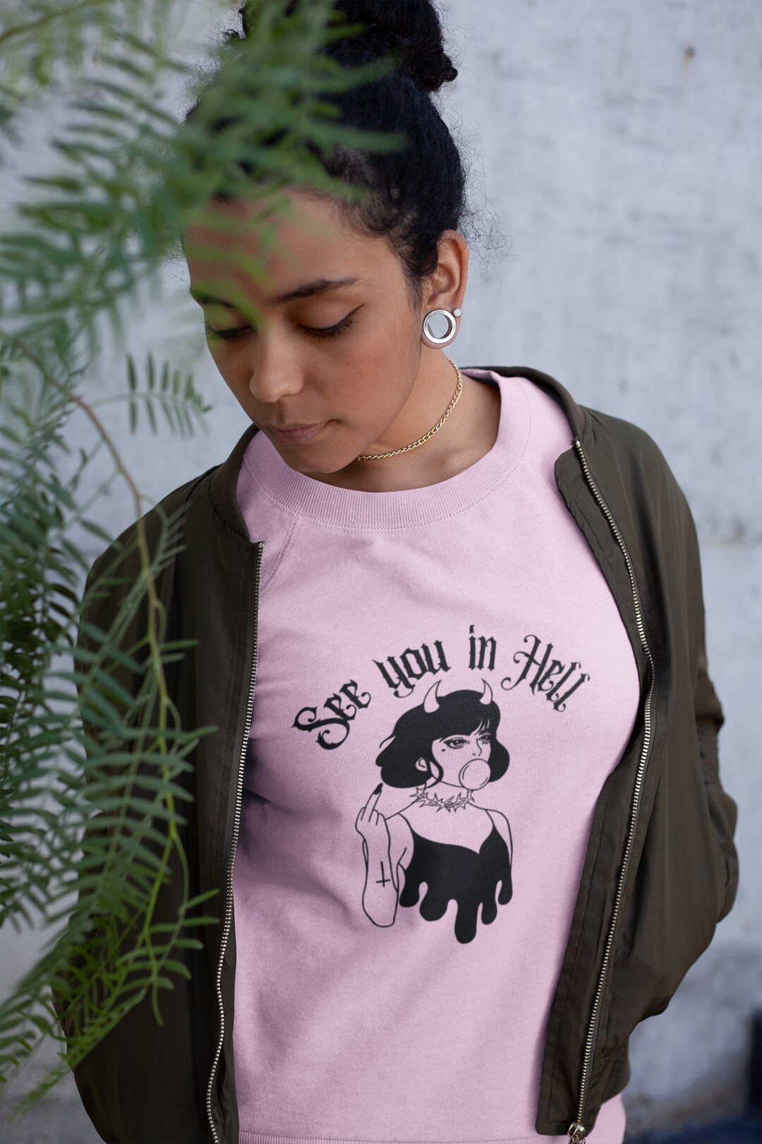 Pastel Goth Demon Girl Sweater, Pastel Goth Hell Jumper, Kawaii Creepy ...