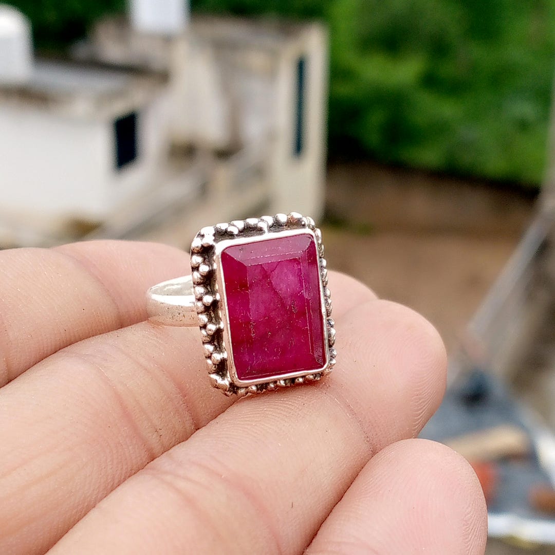 Ruby Gemstone Ring, 925 Sterling Silver Ring, Statement Ring, Handmade ...