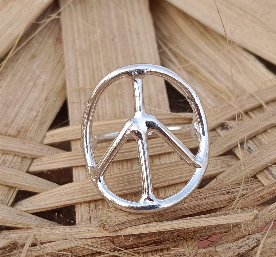 Sterling Silver Peace Sign Rings, 925 Silver Made Any Size Great ...