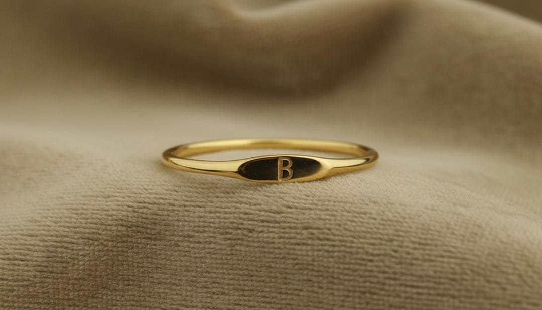 Gold Initial Ring, Personalized Letter Ring, Sterling Silver Band - Etsy
