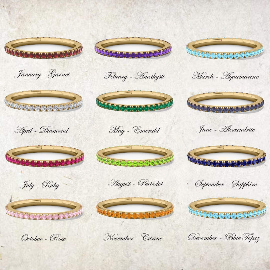 Gold Birthstone Eternity Ring: Sterling Silver Stacking Band - Etsy