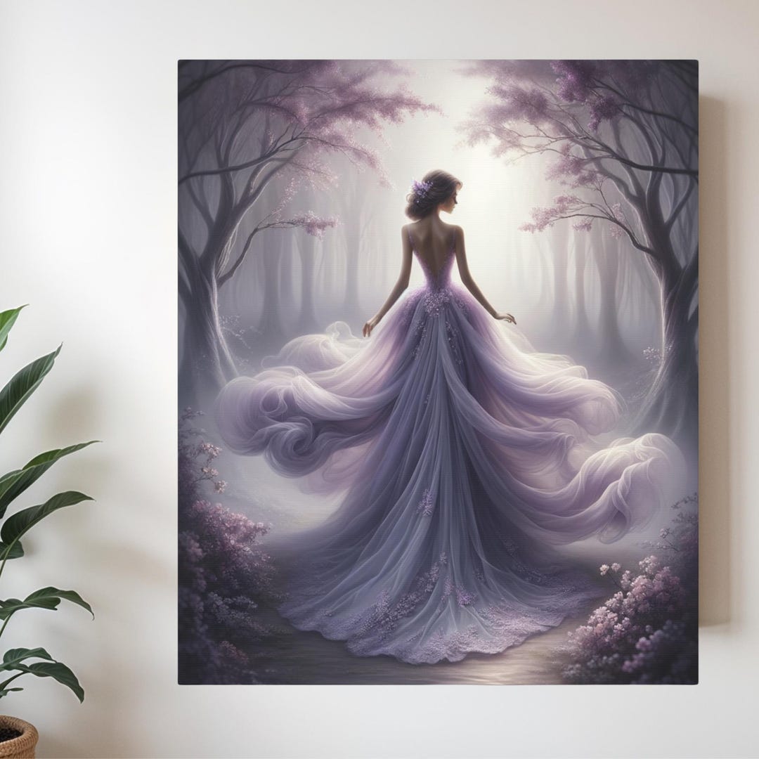 Lady in Lavender Dress Canvas Wall Art, Elegant Romantic Wall Print ...