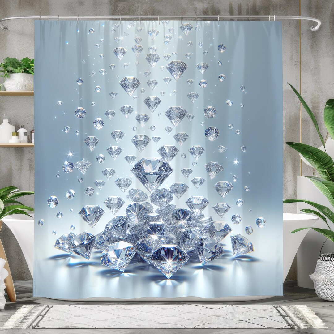 Sparkling Diamonds Shower Curtain Art, Bling Bathroom Décor, Floating ...