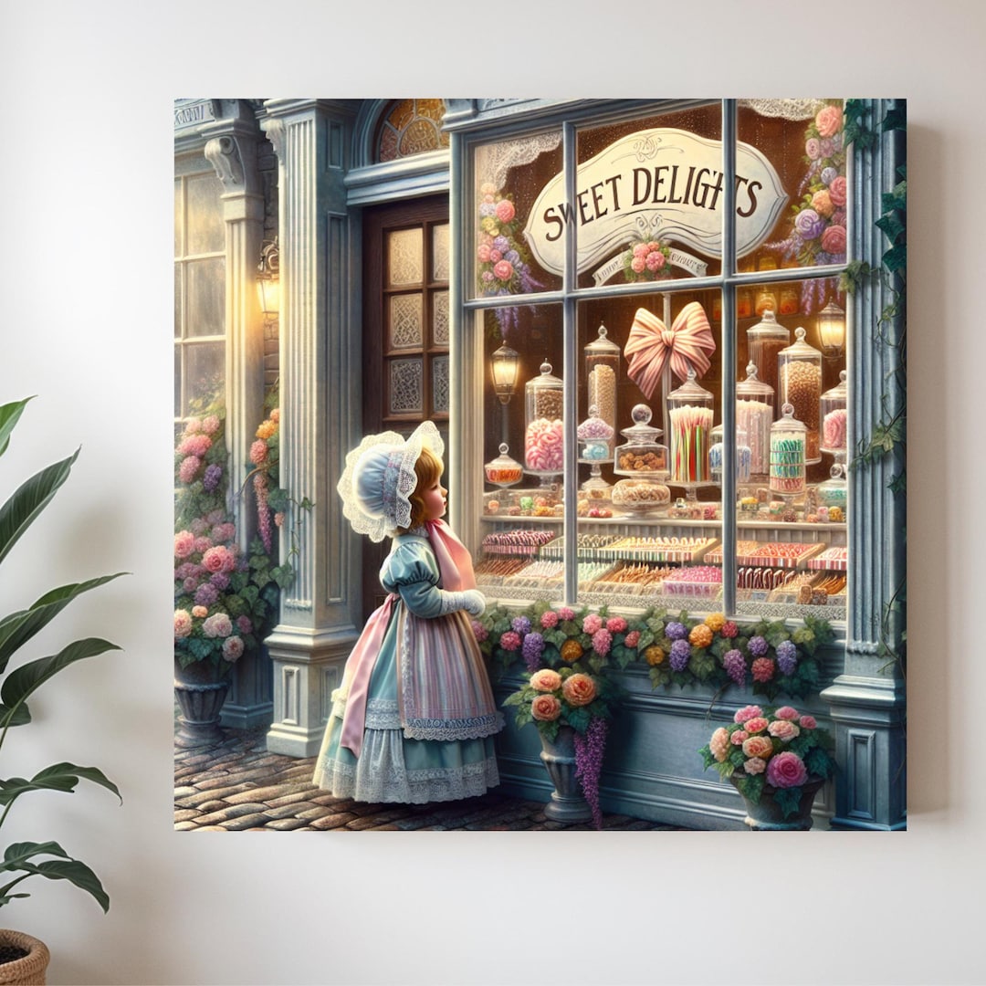 Victorian Candy Store Canvas Wall Art, Romantic Vintage Candy Store ...