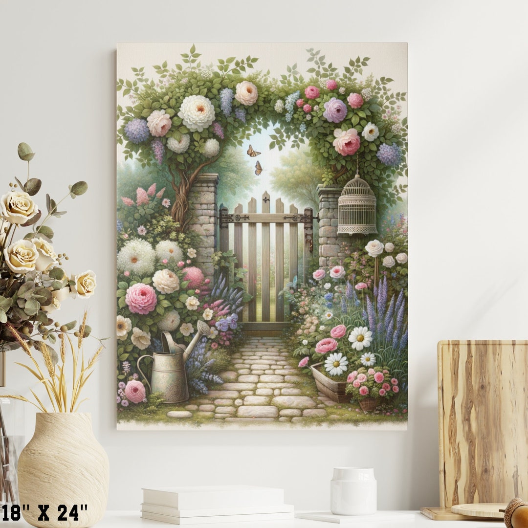 Cottagecore Canvas Wall Art, Country Garden Art, Rustic Home Décor ...