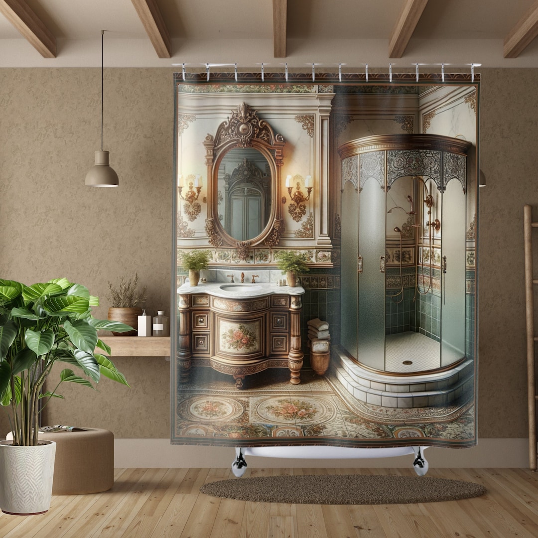 Victorian Shower Curtain, Classic Victorian Era Luxury Bathroom Curtain ...