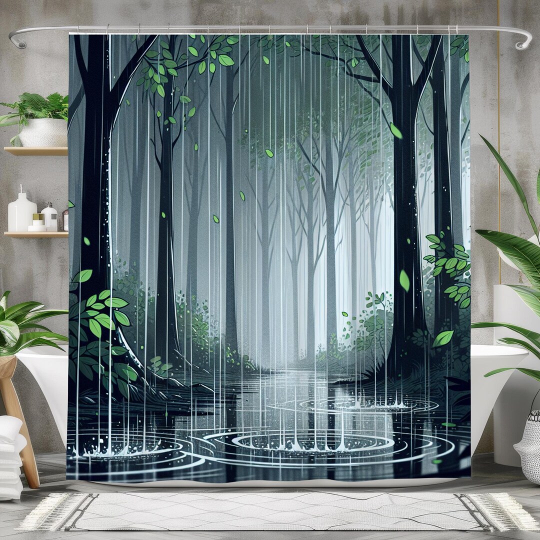 Serene Rainforest Shower Curtain, Peaceful Nature Inspired Bathroom ...
