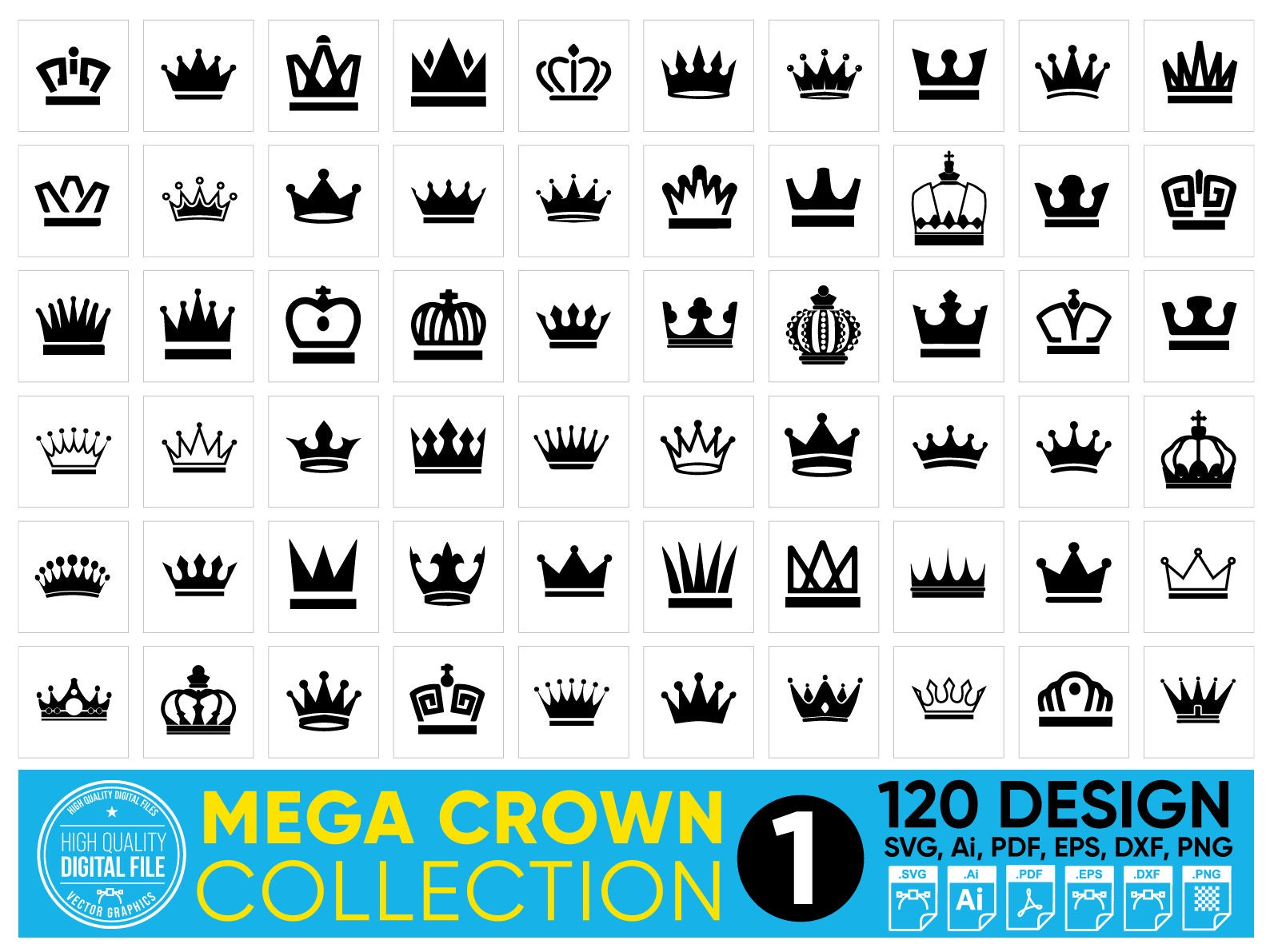 120 Royal Crown SVG File, King Crown SVG, Queen Crown SVG, Princess Svg ...