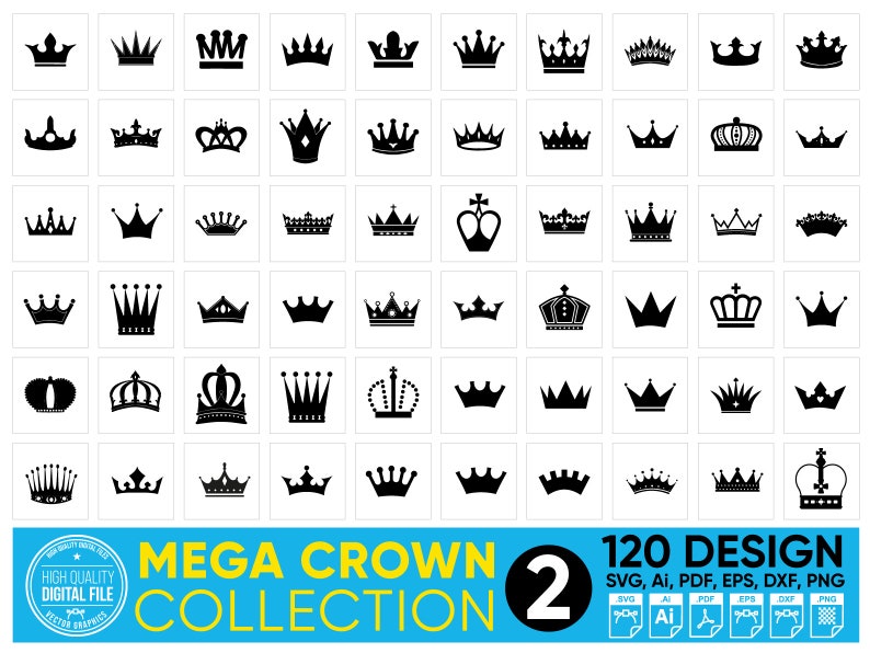 120 Royal Crown SVG File, King Crown SVG, Queen Crown SVG, Princess Svg ...