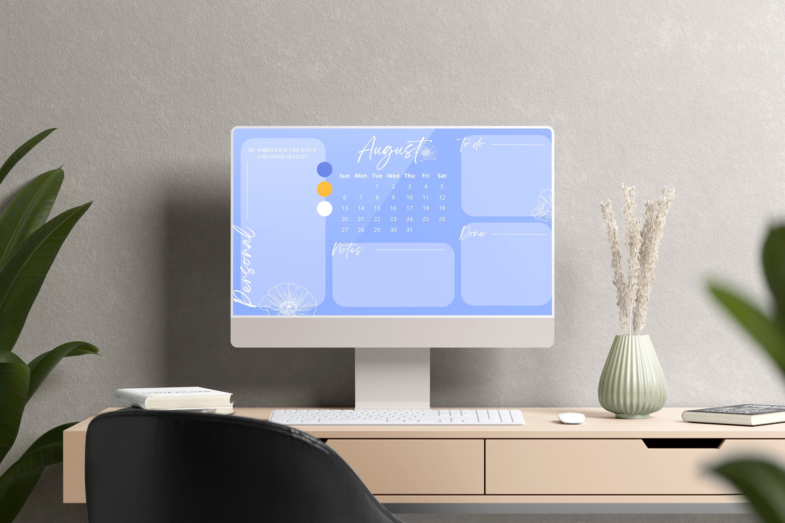 Desktop Wallpaper Organizer Editable Template August 2023 - Etsy