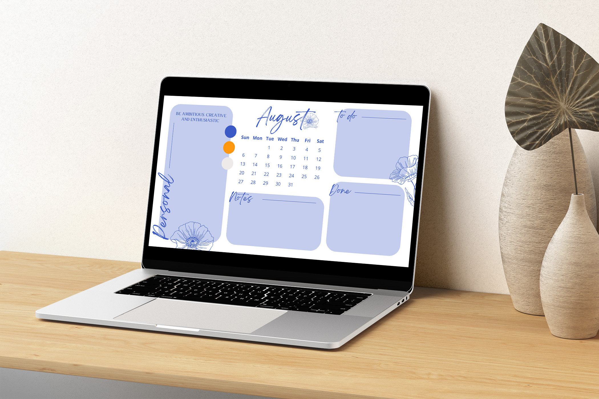 Desktop Wallpaper Organizer Editable Template August 2023 - Etsy