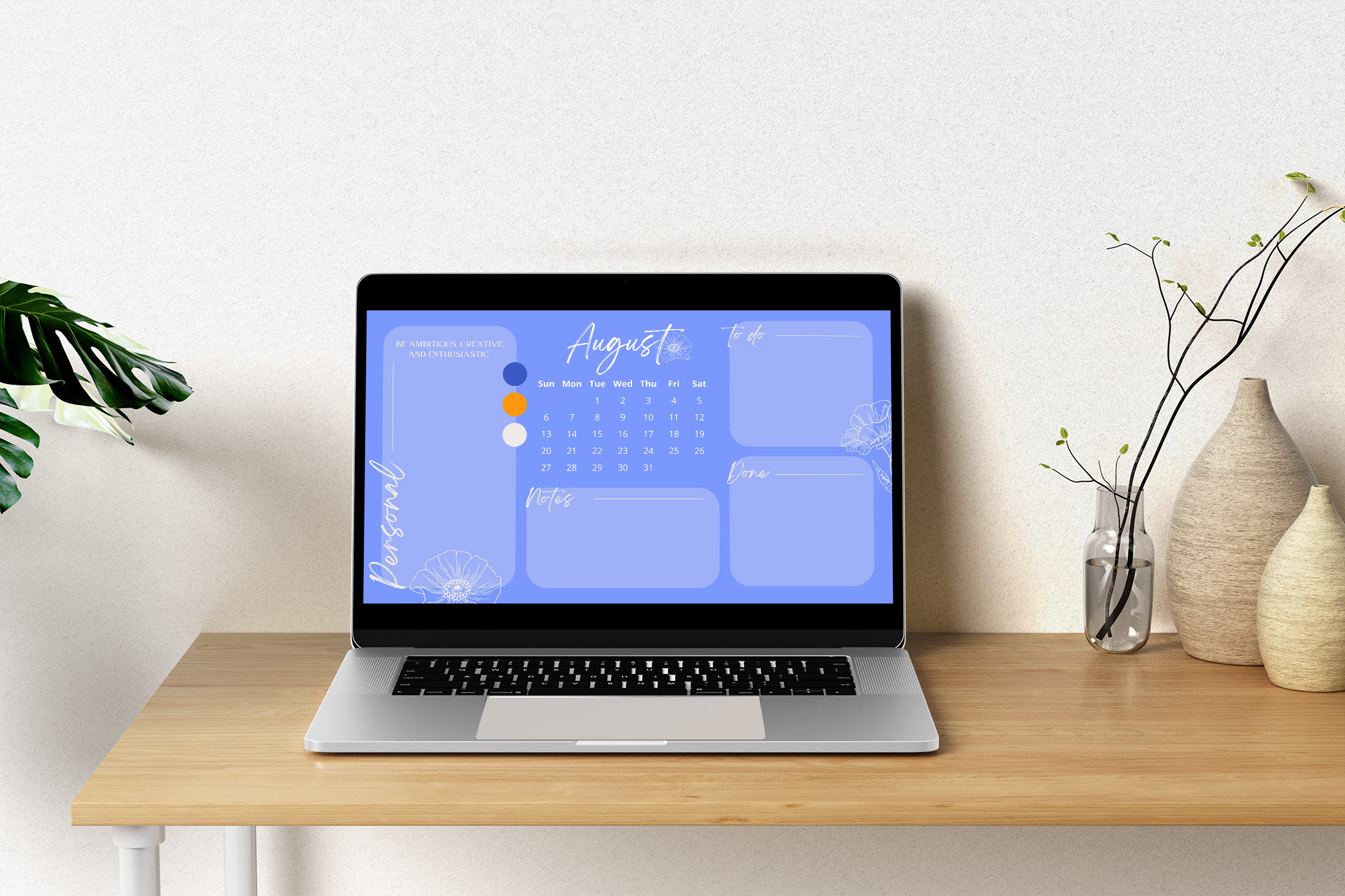 Desktop Wallpaper Organizer Editable Template August 2023 - Etsy