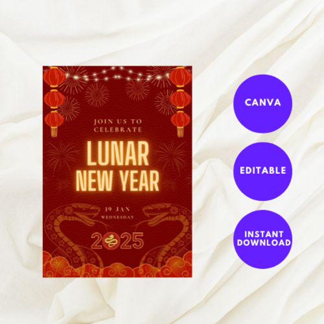 Editable Chinese New Year Invitation, Lunar New Year Party, Year of the ...